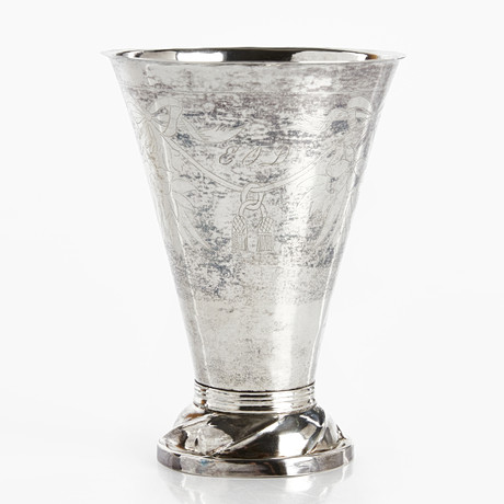 BÄGARE, silver, av Lars Löfgren, Hudiksvall 1797, konisk form, fot med ...