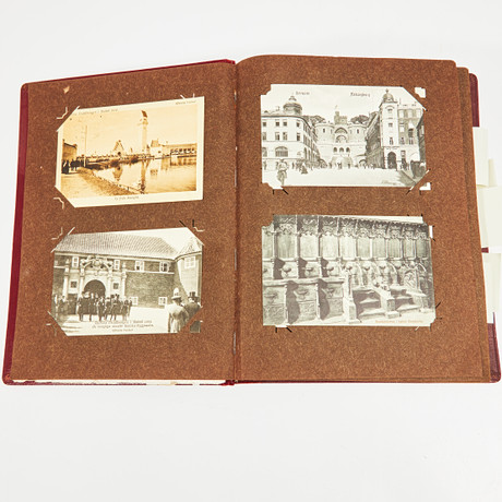 VYKORT I ALBUM, ca 100 kort, tidigt 1900-tal, Skandinavien och Tyskland ...