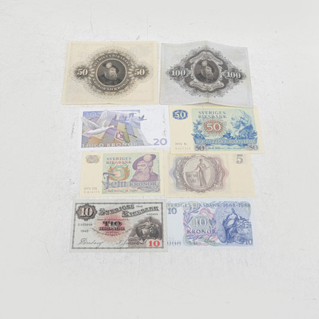 SEDLAR, samling, nominellt värde ca 1300, ogiltiga. Mynt, Medaljer ...