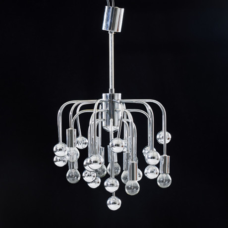 CEILING LAMP, Space-age style, including chrome details, 9 light points ...