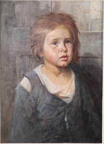 GIOVANNI BRAGOLIN. 1911-1981. Oil on canvas, 87 x 67 cm, crying child ...