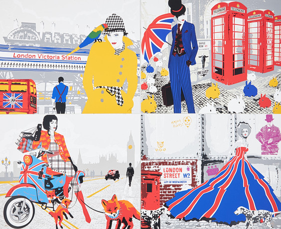 RICHARD RYAN. "London by Ryan", Mapp med 4 grafiska blad (silkscreen ...