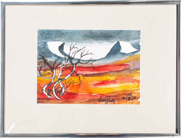 LARS PIRAK. Akvarell," Lapporten" signerad. Konst - Måleri - Auctionet