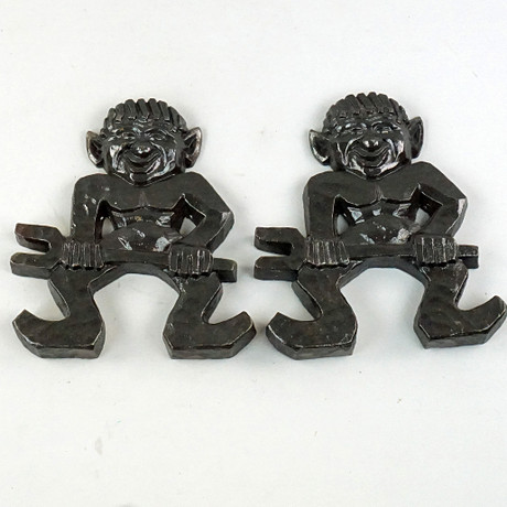 BENGT BRASK, fire dogs, 1 pair, signed B. Brask -37. Miscellaneous ...