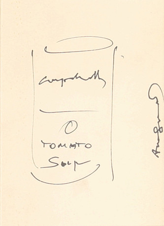 ANDY WARHOL. "Tomato soup", ink drawing, signed. Art - Drawings - Auctionet