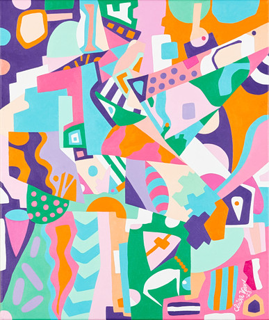 CLAIRE VIEW. "Pink Horse", öljy kankaalle, signeerattu Claire View -23 ...