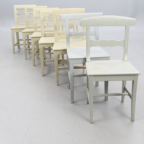 STOLAR, 7 st, bemålade, olika, 1900-talets första hälft. Möbler ...