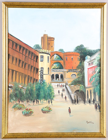 CARL JULIUS (1927-2017). Motiv från Helsingborg med Terrasstrapporna ...