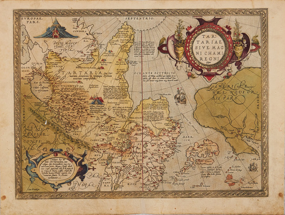 ORTELIUS' MAP OF RUSSIA, TARTARY AND JAPAN, 1572/1573. Böcker, Kartor ...