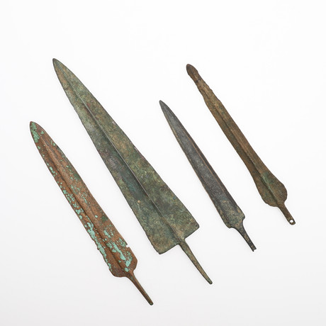 A set of four spearheads, Near Asia, Bronze Age 1300-800 BC. Weapons ...