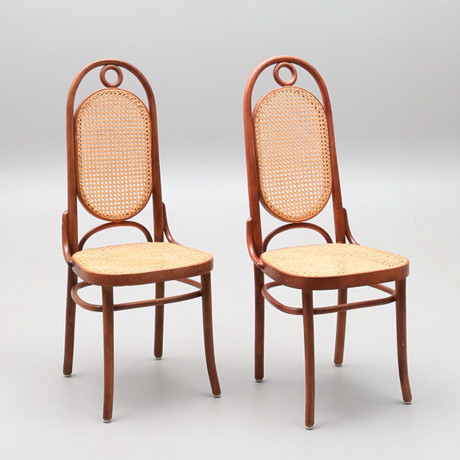 MICHAEL THONET. Stolar, ett par, ”Long John", rotting, böjträ ...