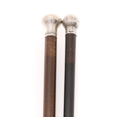 A VICTORIAN SILVER SPOT HAMMERED KNOP EBONY WALKING CANE. Silver ...