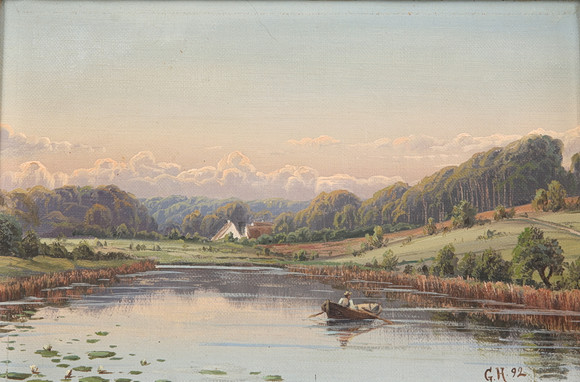 GUNNAR CHRISTIAN HANSEN. Oil on canvas, nautical motif, signed, GH 1892 ...