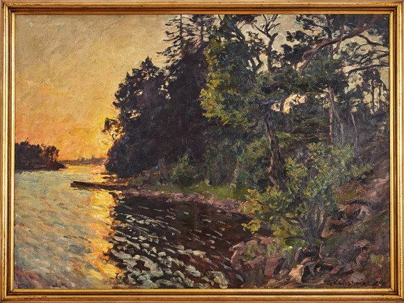 GOTTFRID KALLSTENIUS. Djupsundet, solnedgång. Konst - Måleri - Auctionet