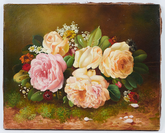 Okänd konstnär, måleri, blomsterstilleben, sent 1900-tal. Konst ...