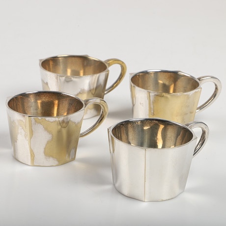 SIGVARD BERNADOTTE. Punschmuggar, 4 stycken, nysilver, Gense. Silver ...