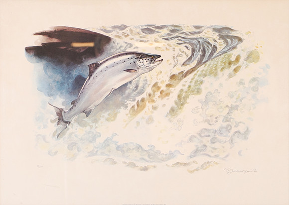 ERIC PALMQUIST. Komposition med fisk, färglitografi, signerad, motivet ...