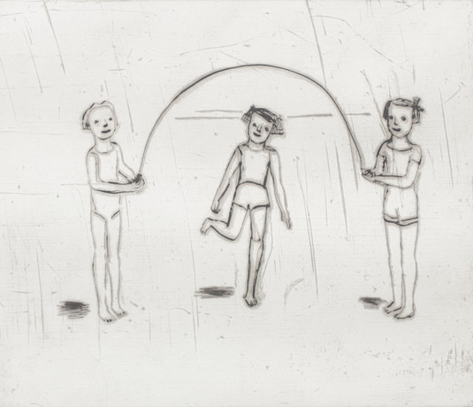 LENA CRONQVIST. Lek med hopprep, etsning, signerad och numrerad 20/25 ...