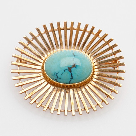 BROSCH MED TURKOS. Smycken & Ädelstenar - Broscher & Hängen - Auctionet