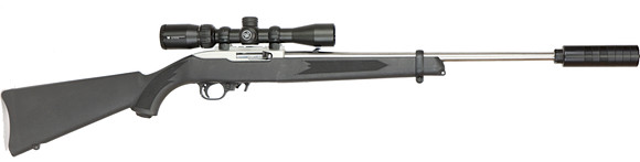 GUN WITH SILENCER, Semi-automatic, make Ruger, model 10/22 SS, caliber ...