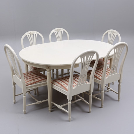 MATGRUPP, 7 delar, gustaviansk stil, Axet-modell 1900-talets andra ...