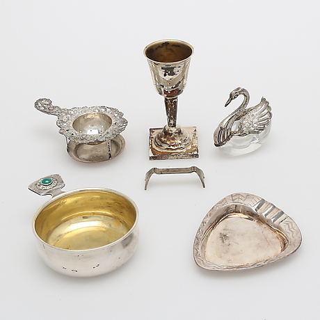SILVER OBJECTS, 6 pcs, 1900s, 255 grams. Silver & Metals - Silver ...