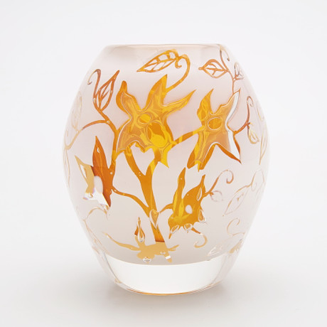 ASTRID GATE. Vase, "Flowers", glass, unique, ariel. signed. Glass - Art ...