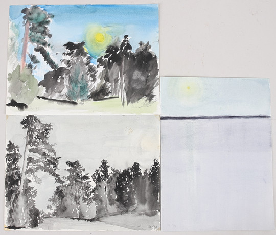 HAWK ALFREDSON. Akvarell, 3 st, natur, signerad, daterad -78 och -79 ...