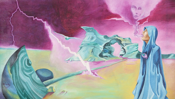 HAWK ALFREDSON. Olja på duk, surrealistisk, signerad, daterad 1980 ...