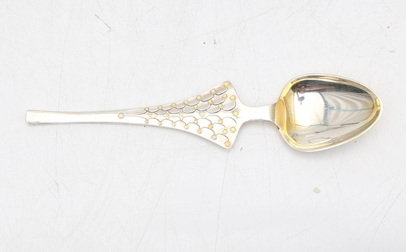 Danish spoon by A. Michelsen in silver and enamel, 1965. Silver ...
