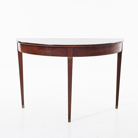 MOON TABLE, 19th century, late Gustavian style, mahogany veneer, brass ...