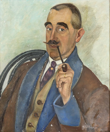 HILDA HEYMAN. Man med pipa, olja på duk, signerad och daterad 1931 ...