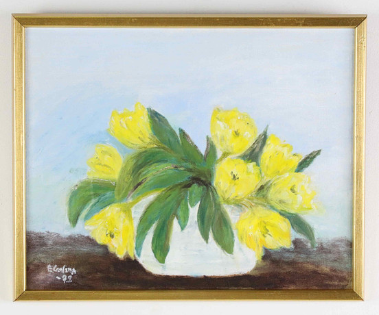 ELSA CELSING. Olja på duk "Blomsterstilleben", signerad och daterad -72 ...