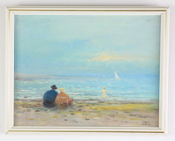 BENGT FRANSSON. Olja på duk, "Sommarvy från stranden Skagen", signerad ...