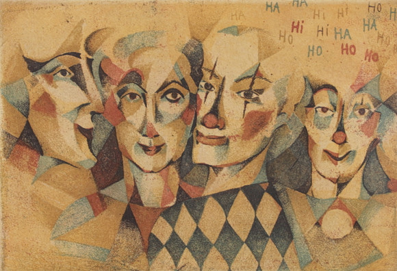 IRENE JARZ. Clowns, color etching, signed and numbered EA. Art ...