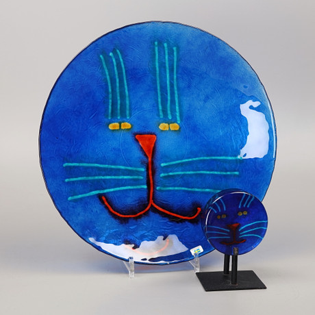 JAN WIBERG. Fat och ljusstake, glas, Lindshammar, 1900-talets andra ...