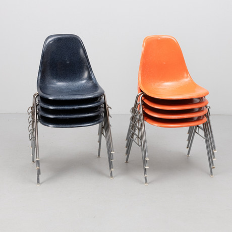 CHARLES & RAY EAMES. Stolar, 4+4 st, "DSS", glasfiber, metall, Herman ...