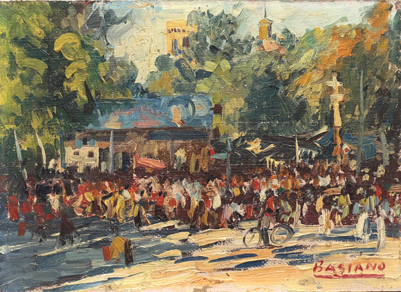 JESÚS BASIANO. En park. Konst - Måleri - Auctionet