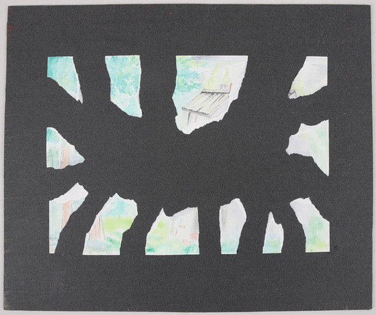 HAWK ALFREDSON. Acuarela, composición de imágenes sobre Tabla, firmada ...