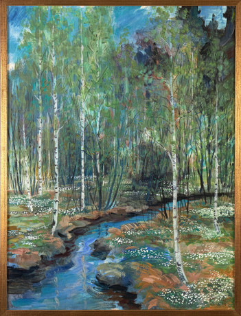 HANS ERIK ERIKSSON (1921-1997). Björkskog, signerad Hans Erik Eriksson, olja på pannå. Konst ...