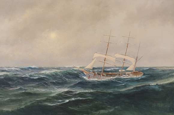 CARL GEORG WALLIN. Marinmålning, olja på duk, ofullbordad, osignerad ...