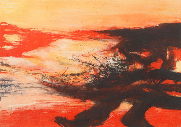 ZAO WOU-KI. From the "Hommage aux Prix Nobel" folder. Color etching. Performed in 1974. Art ...
