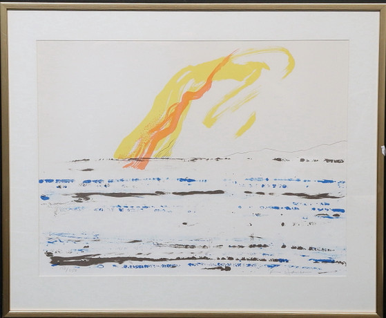 RUNE JANSSON. "Eld över vattnet". Färglitografi, signerad, numrerad 152 ...