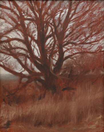 JOHAN FALKMAN (1967-). Pajupuu Gislövin toimipaikalla, öljy kankaalle ...