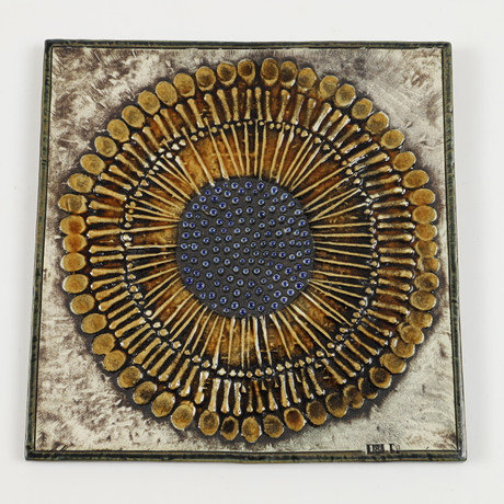 LISA LARSON. Wall relief, "Sunflower", from the series Unik, stoneware ...