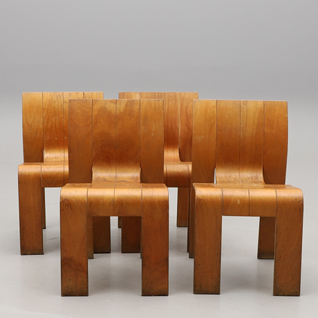 GIJS BAKKER, stolar 4 st "Strip" för Castelijn Nederländerna 1970-tal ...