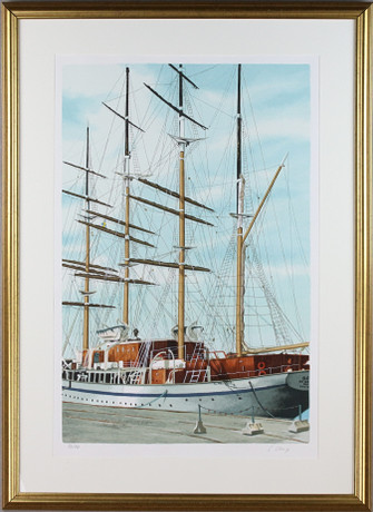 STEPHAN CLARK. Litografi, 93/360, segelfartyg, signerad. Konst - Grafik ...