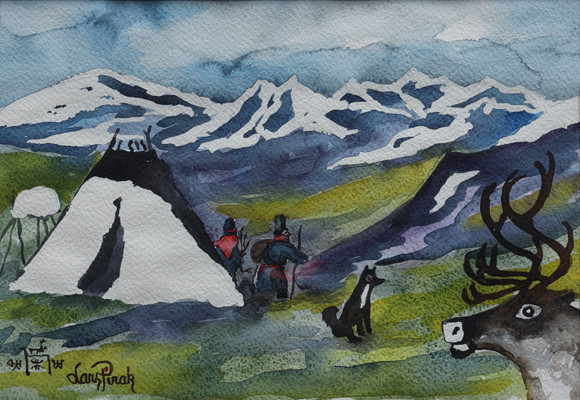 LARS PIRAK. "På fjället", akvarell, signerad. Konst - Måleri - Auctionet
