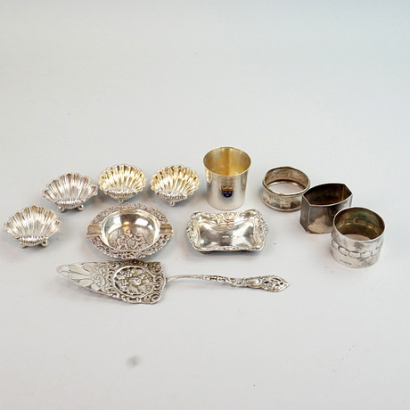 A Collection OF SILVER OBJECTS, 11 parts of which 6 in silver, silver ...