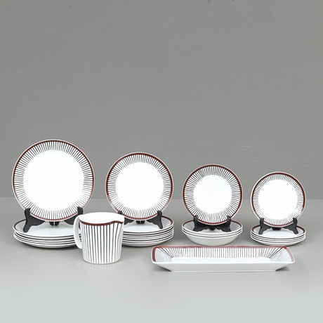 STIG LINDBERG. Dinner set, 25 pieces, flintware, Spisa Ribb ...